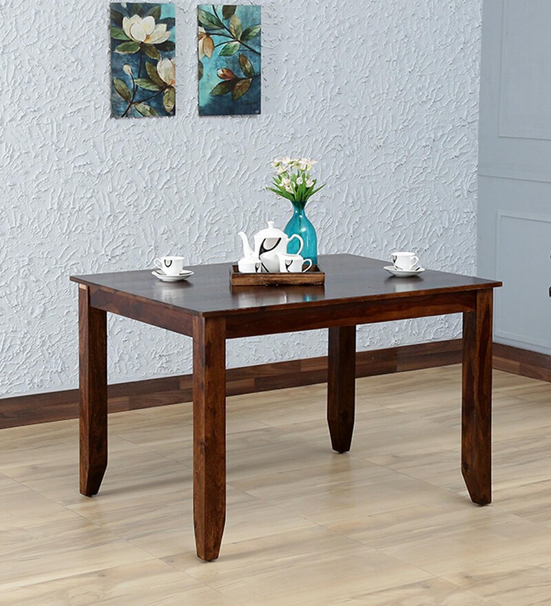 Buy Liana Solid Wood 4 Seater Dining Table In Walnut Finish By ...