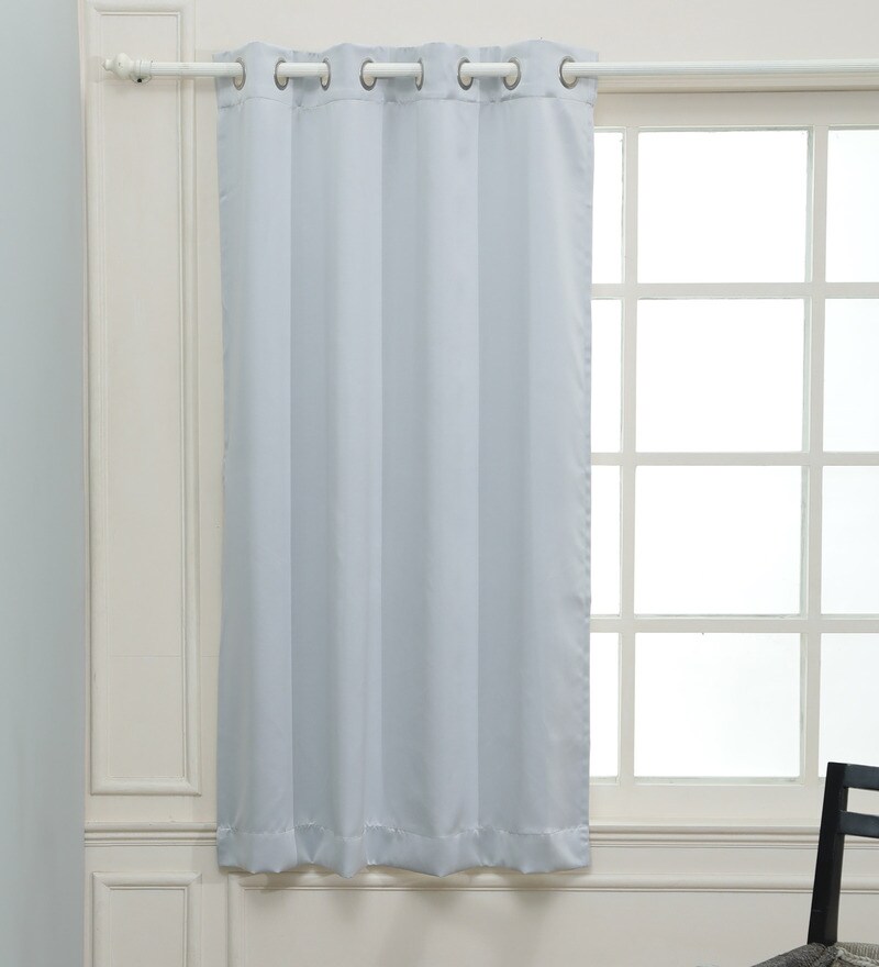 Buy Light Grey Polyester Solid 5ft Blackout Eyelet Window Curtain (1 Pc ...