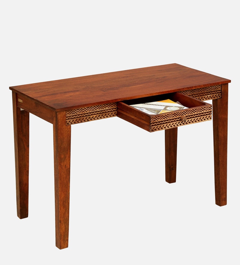Buy Lima Solid Wood Writing Table In Honey Oak Finish By Woodsworth ...