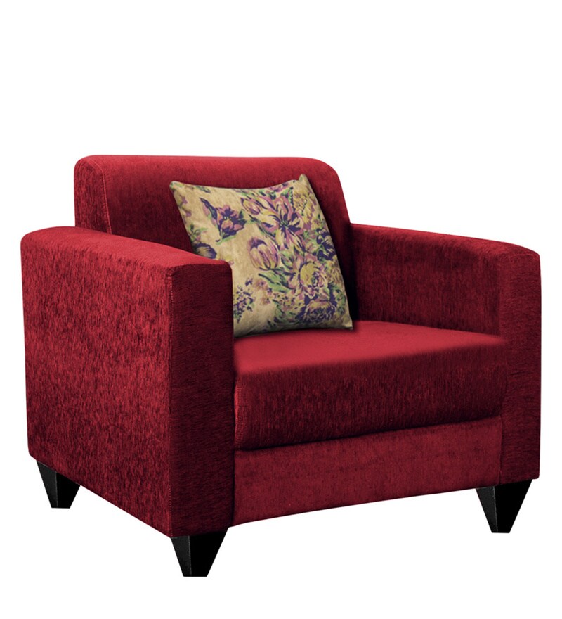 Buy Lipu Fabric 1 Seater Sofa in Blood Maroon Colour by Febonic Online ...