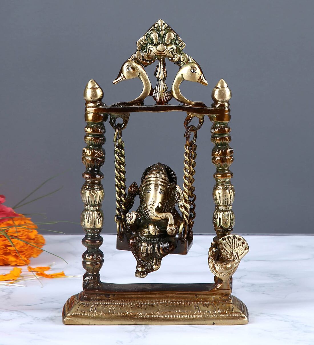 Buy Lord Ganesh In Jhula Brass Showpiece at 11% OFF by Aapno Rajasthan ...