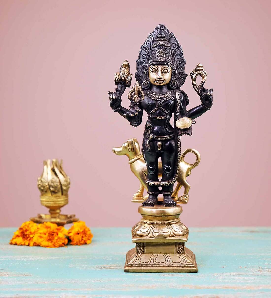 Buy Lord Kal Bhairav Standing Figure Brass By Ekaa at 11% OFF by Ekaa | Pepperfry
