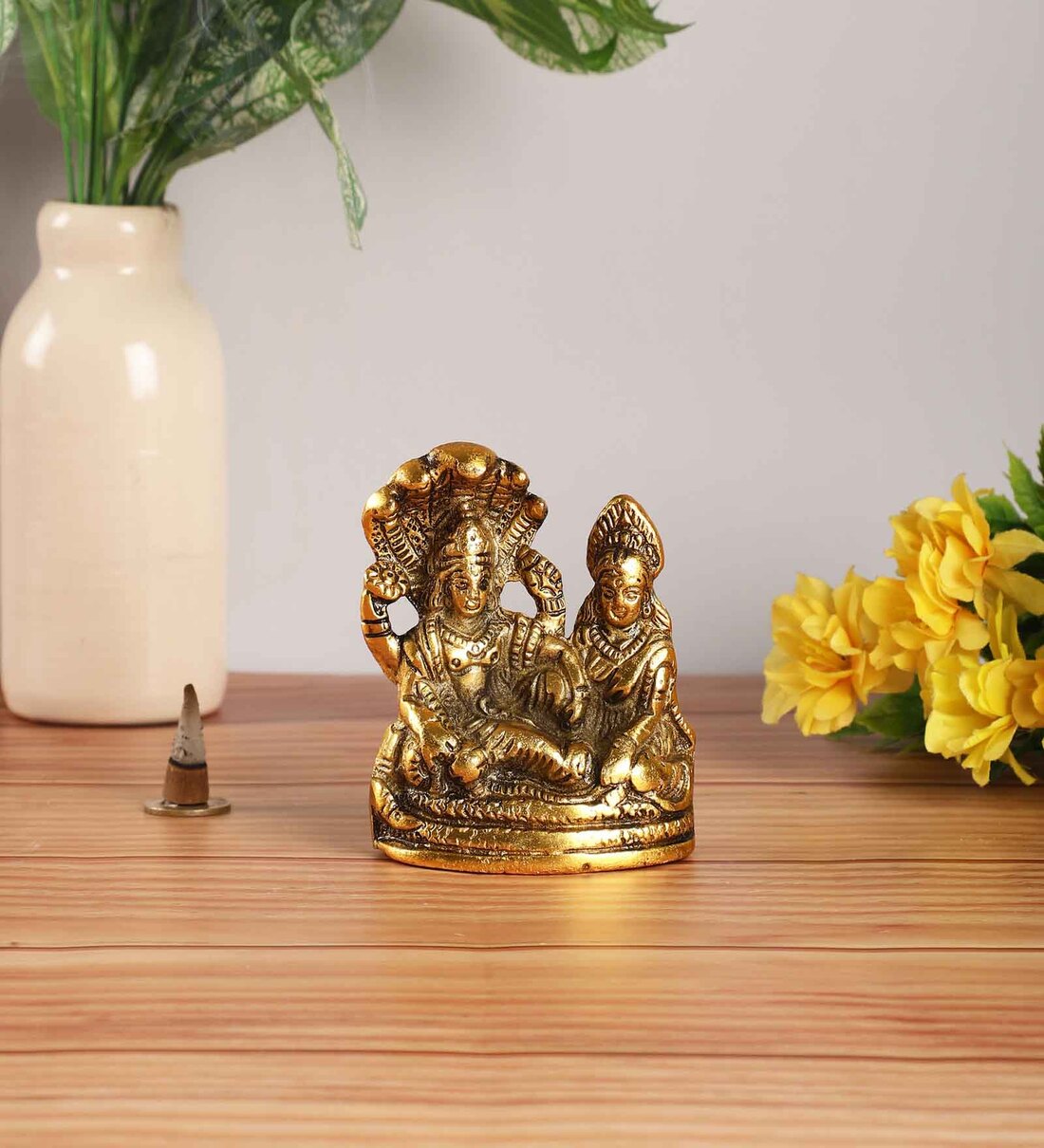 Buy Lord Vishnu Laxmi Gold Aluminium Religious Idols at 25% OFF by ...
