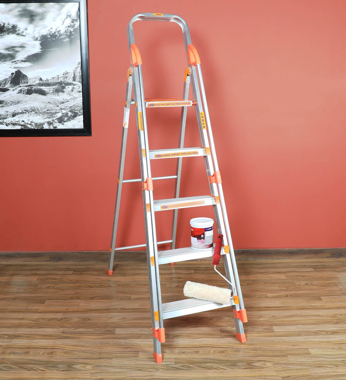 Buy 5 Steps 5.2 ft Aluminium Step Ladder by Loren Online - Step Ladders ...