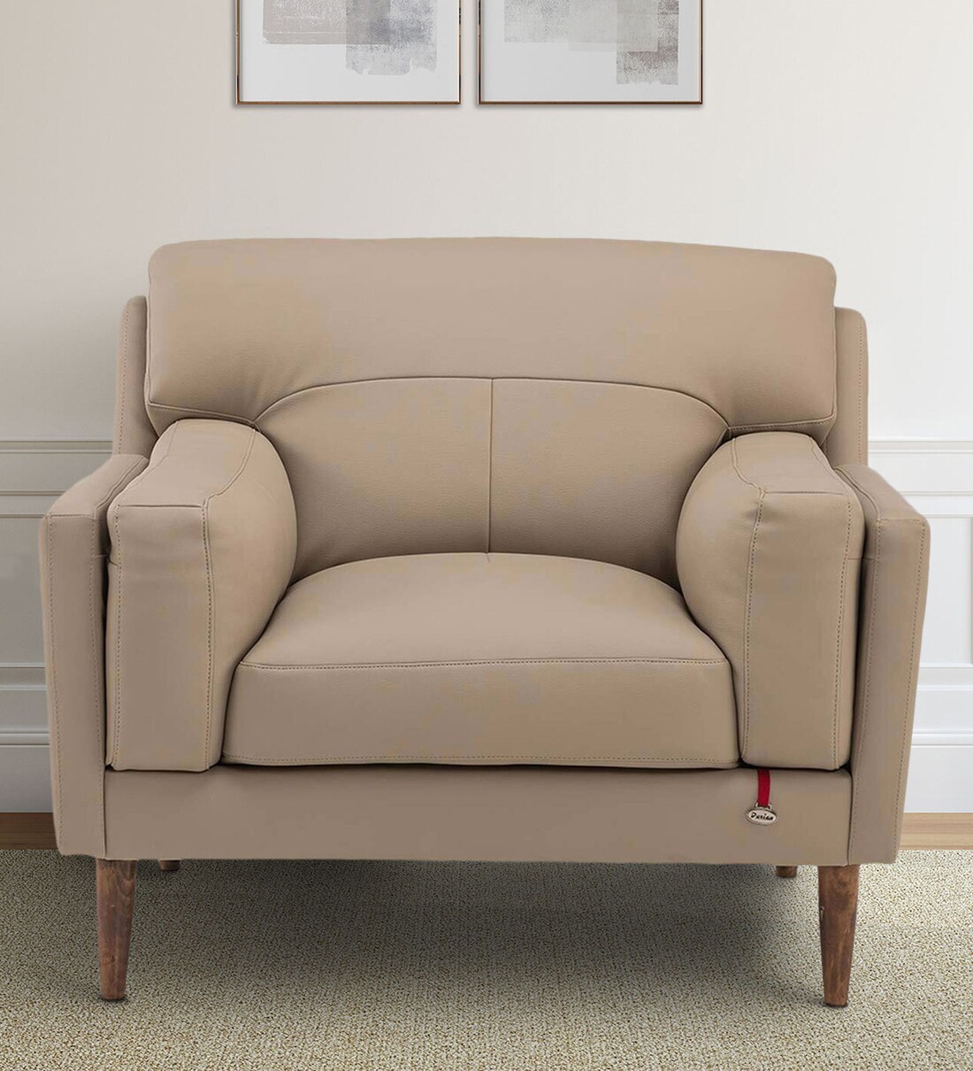 Buy Lorraine Leatherette 1 Seater Sofa in Beige Colour at 35% OFF by ...