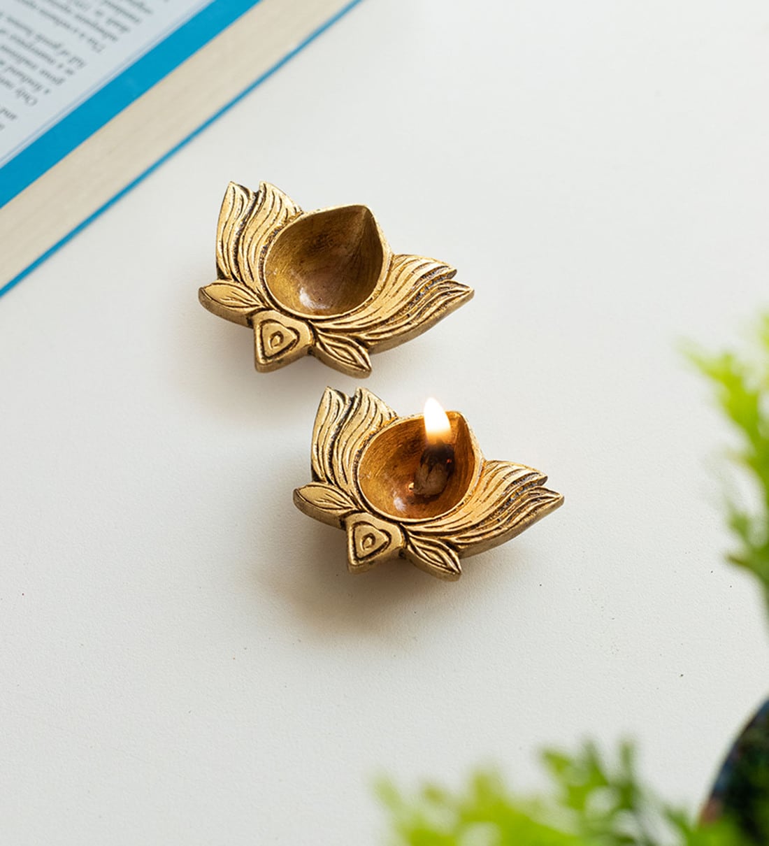 Buy Lotus Gold Brass Table Diya at 26% OFF by ExclusiveLane | Pepperfry