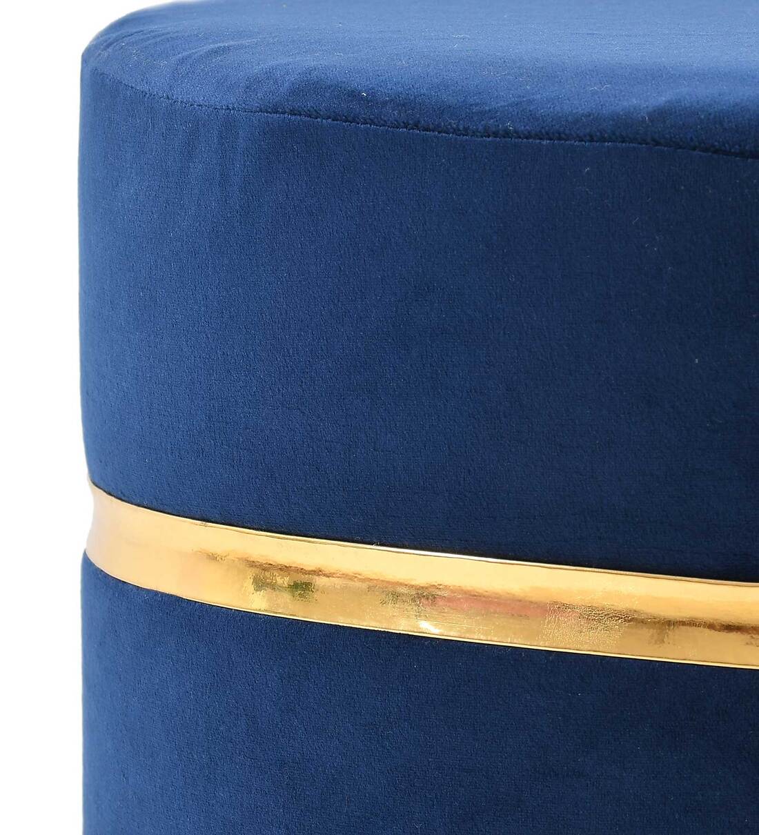 Buy Lotus Velvet Seating Stool in Navy Blue Colour by Riance Creations ...