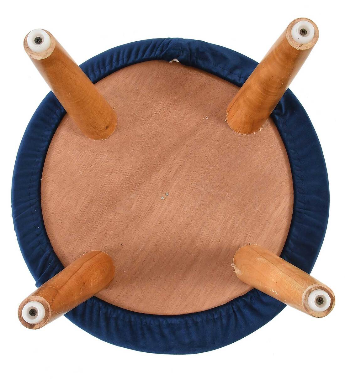 Buy Lotus Velvet Seating Stool in Navy Blue Colour by Riance Creations ...