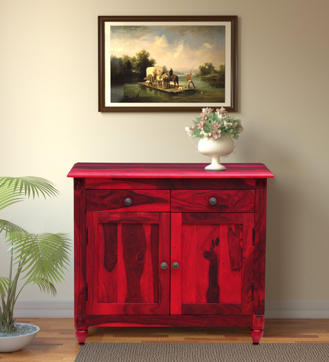 Buy Louis Solid Wood Two Door Cabinet in Spicy Red Finish at 1% OFF by ...