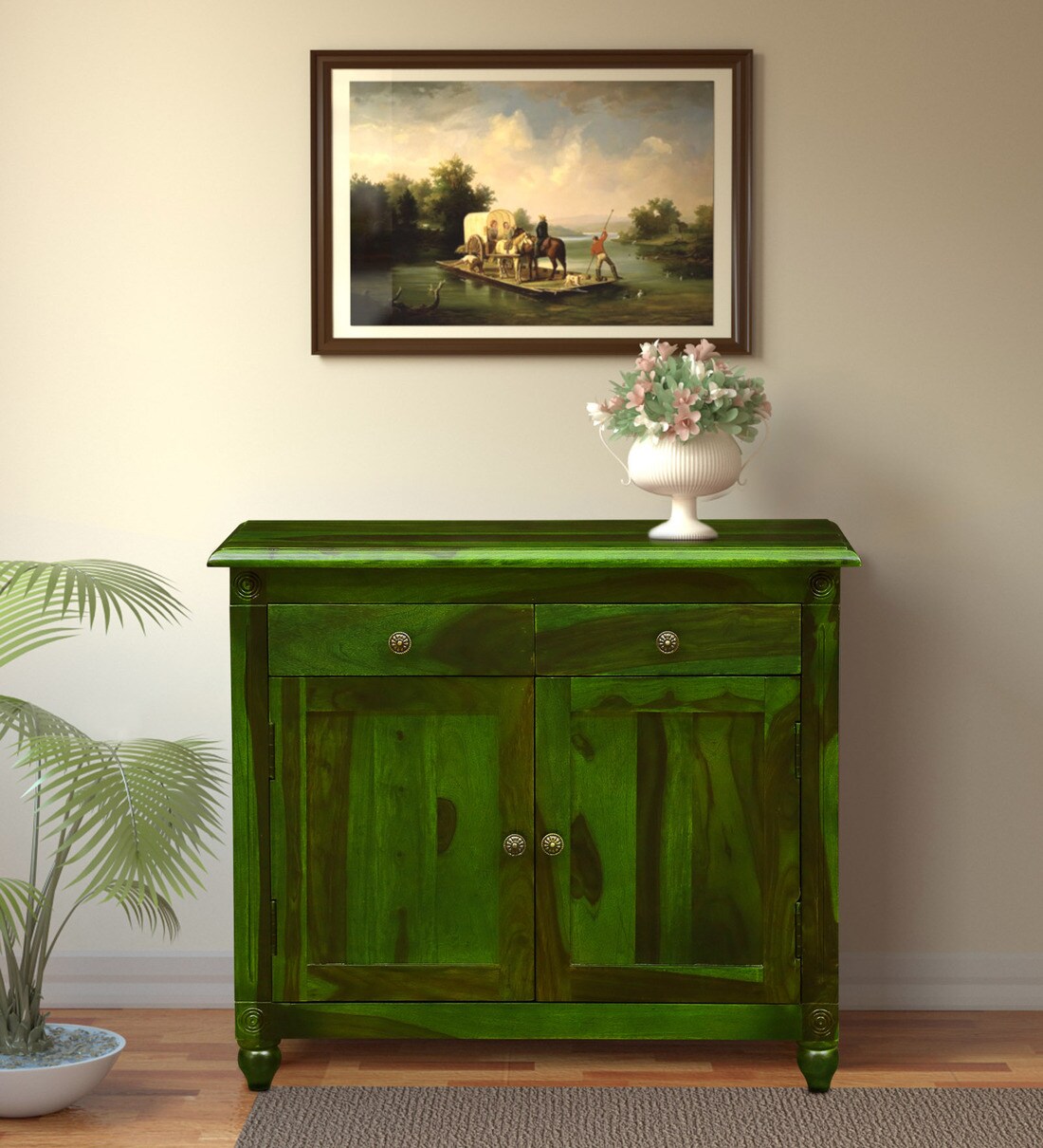 Buy Louis Solid Wood Two Door Cabinet in Spring Green Finish at 1% OFF by Amberville from ...