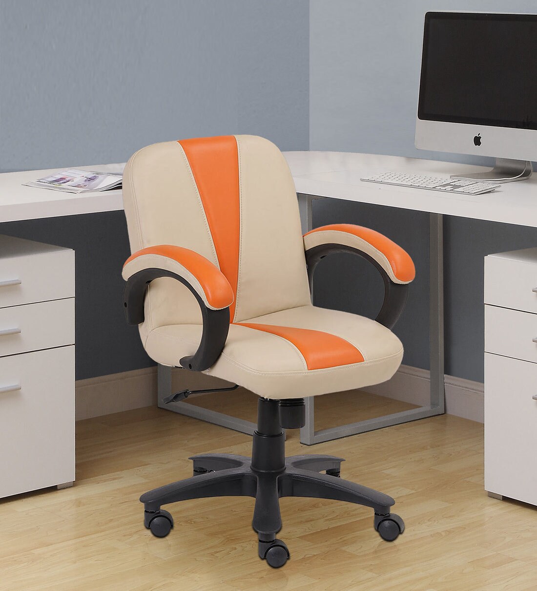 Buy Ribbons Low Back Office Chair in Black Colour by VJ Interior Online ...