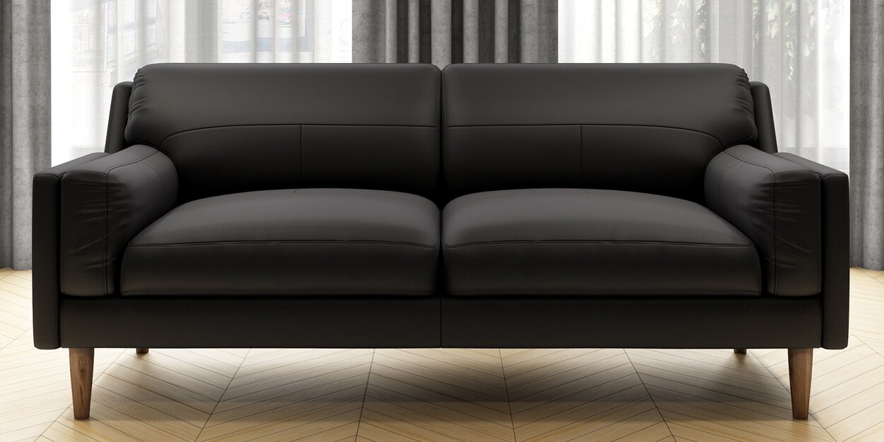 Buy Lorraine Leatherette 3 Seater Sofain Black Colour with Dual USB ...