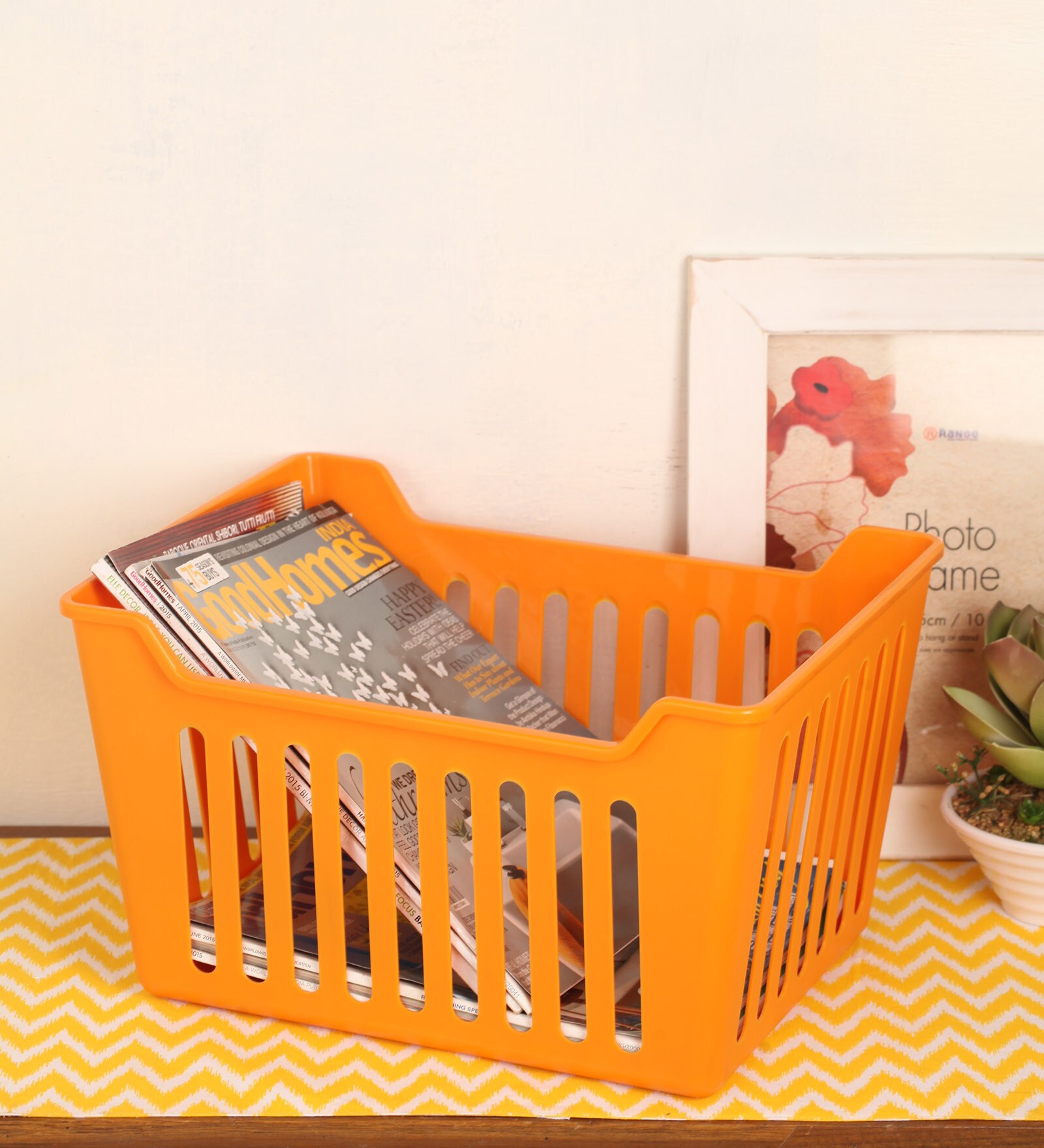 Buy Lock&Lock Orange Plastic 14 x 11 x 9 Inch Paper Basket Online ...