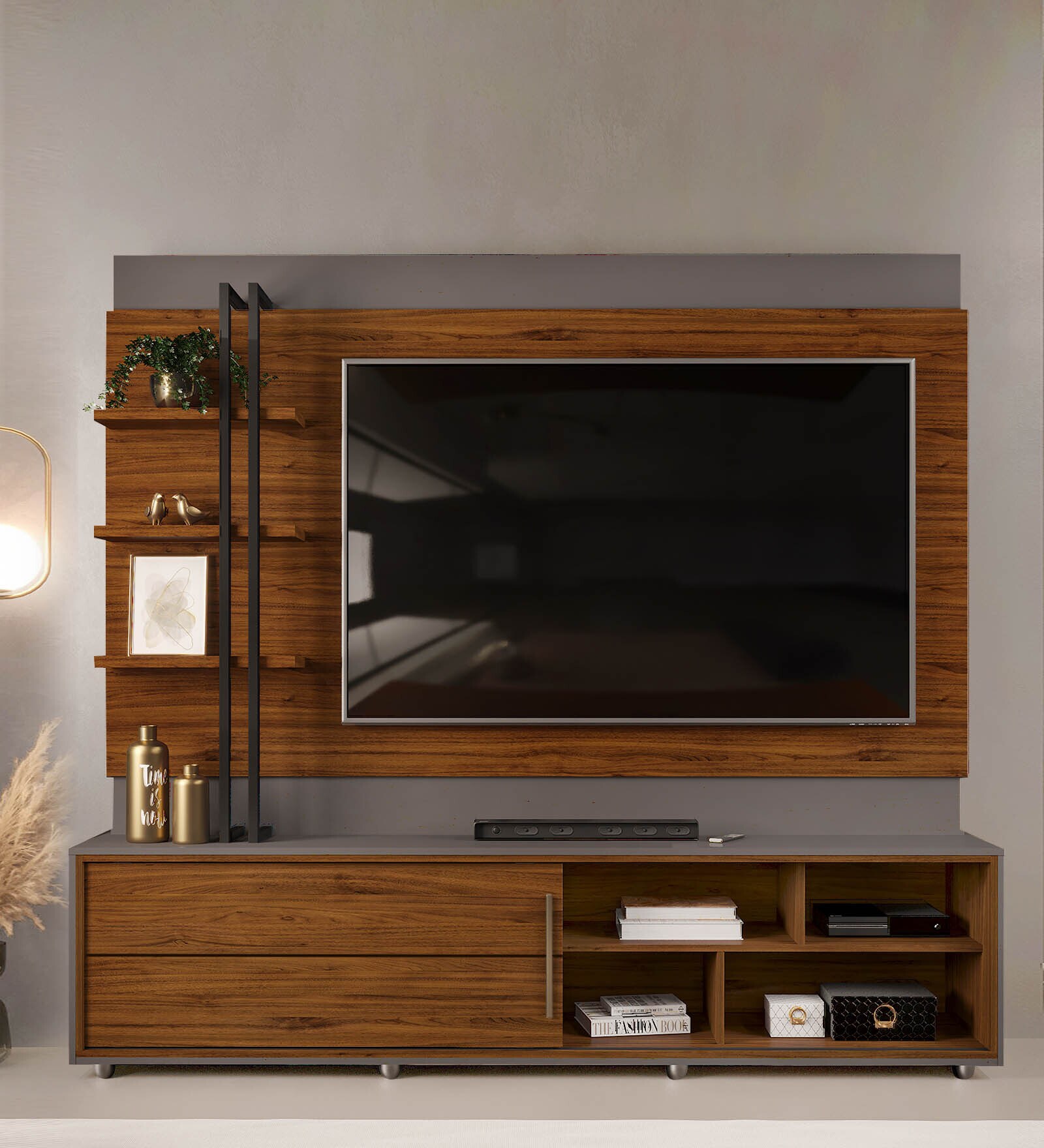 Buy Logan Tv Unit In Cinza Urbano and Nogueira Finish For Tvs Up To 70 ...