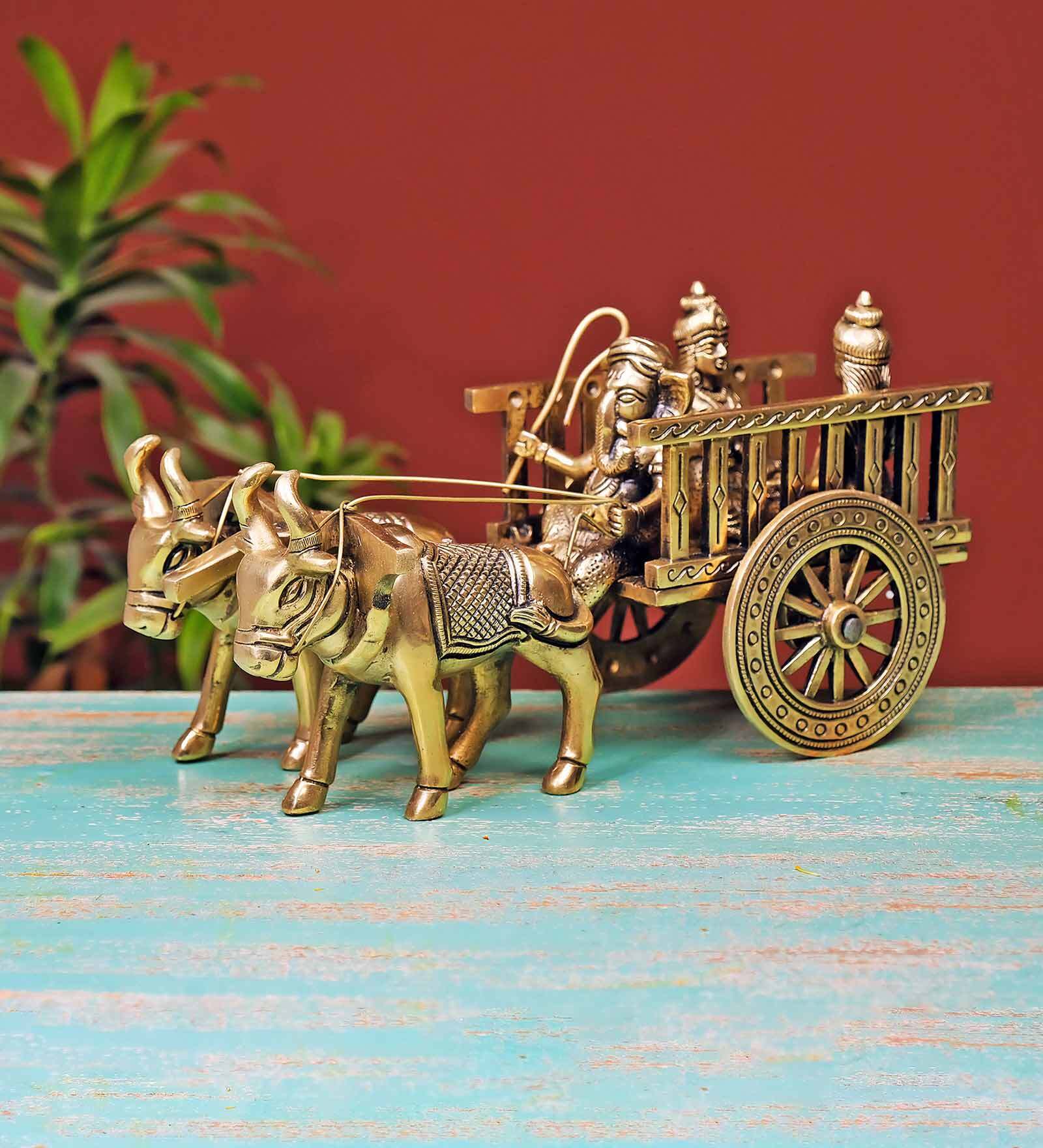 Buy Lord Ganesha Bullock Cart Brass By Ekaa Online - Ganesha ...