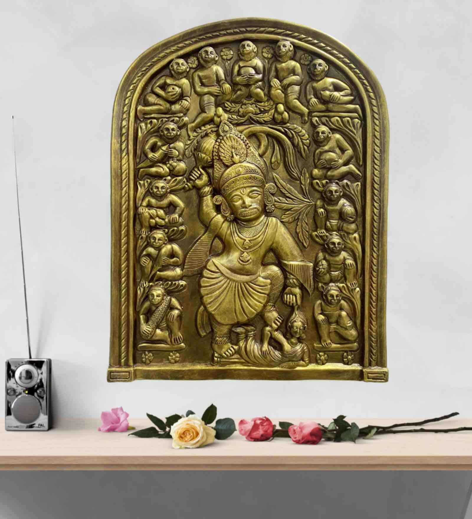 Buy Lord Hanuman Relief Wall Mural In Golden at 24% OFF by Artociti ...