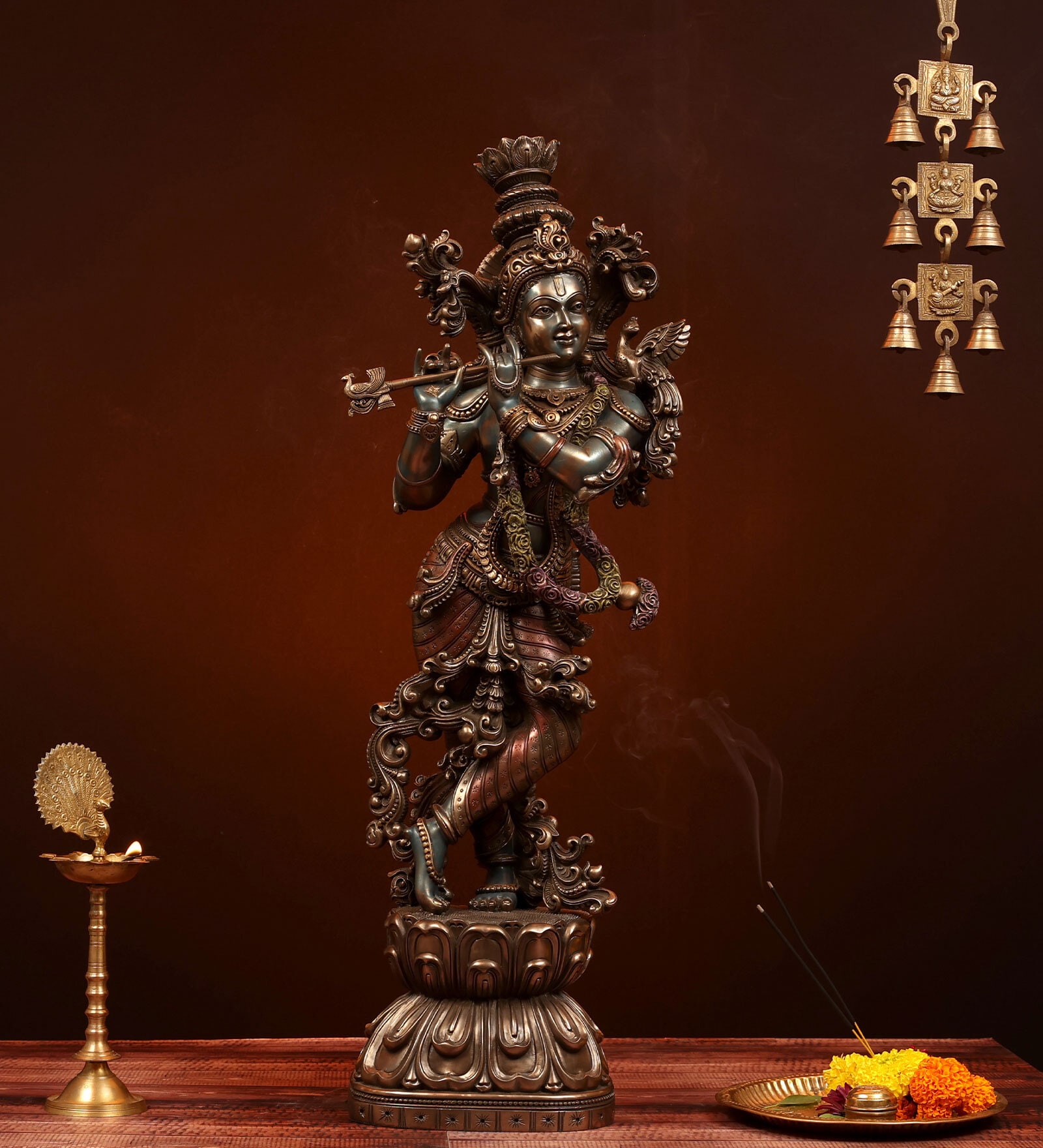 Buy Lord Krishna Bronze Black Religious Idol at 9% OFF by Urbancart ...