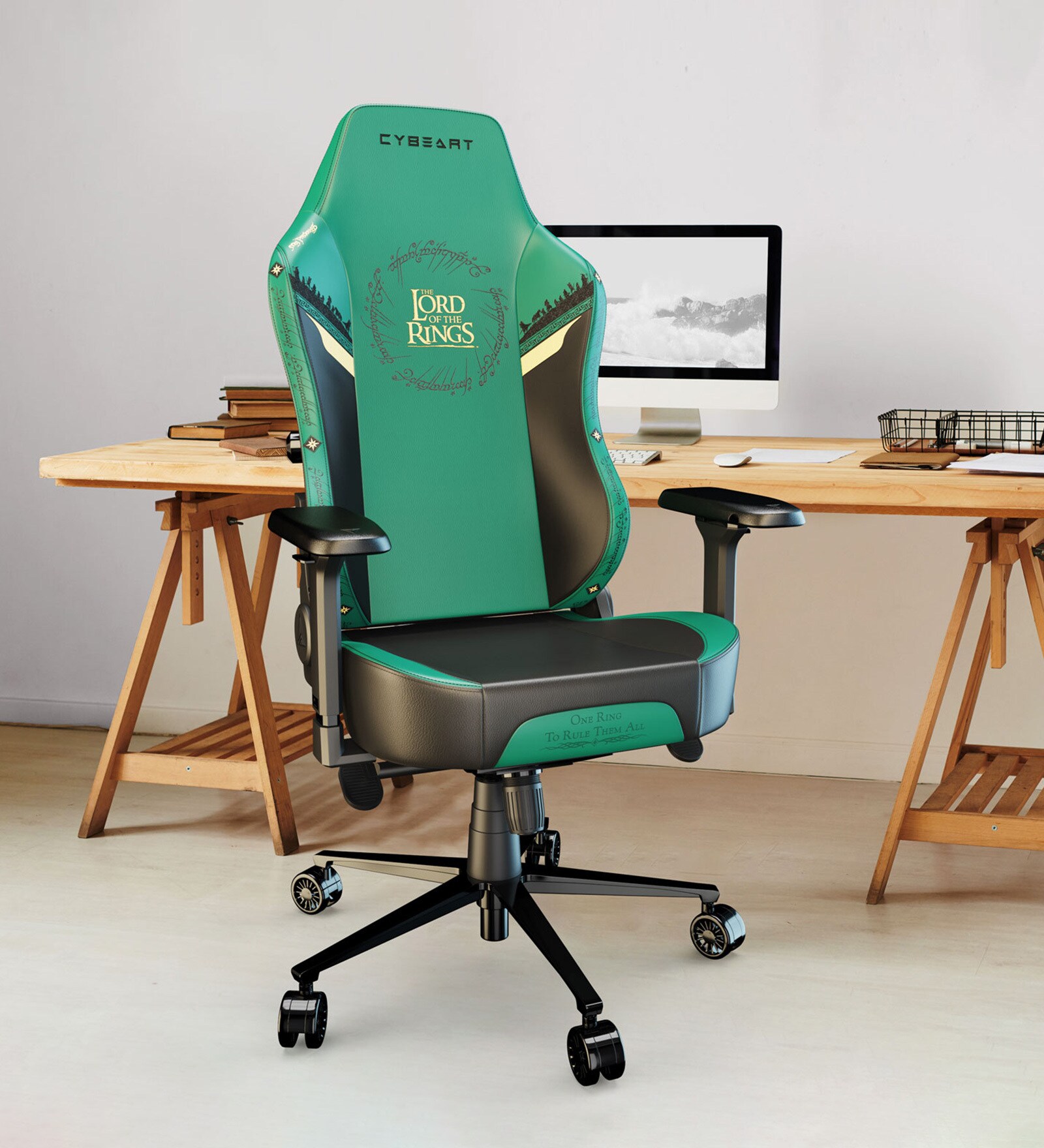 Buy Lord Of The Rings Leather Gaming Chair in Green & Black Colour by ...