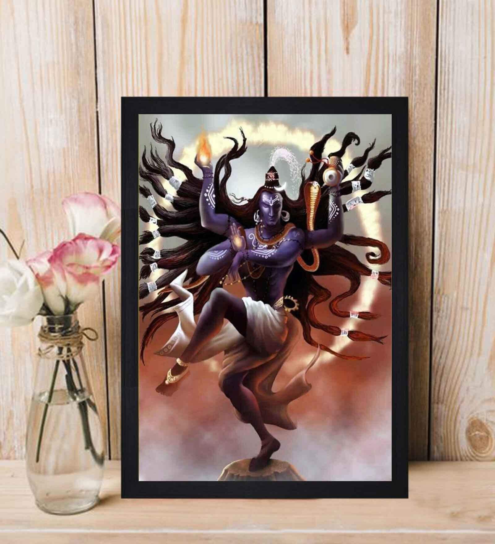 Buy Lord Shiva Roop Texture Paper Framed Art Print by Cheque Decor at ...