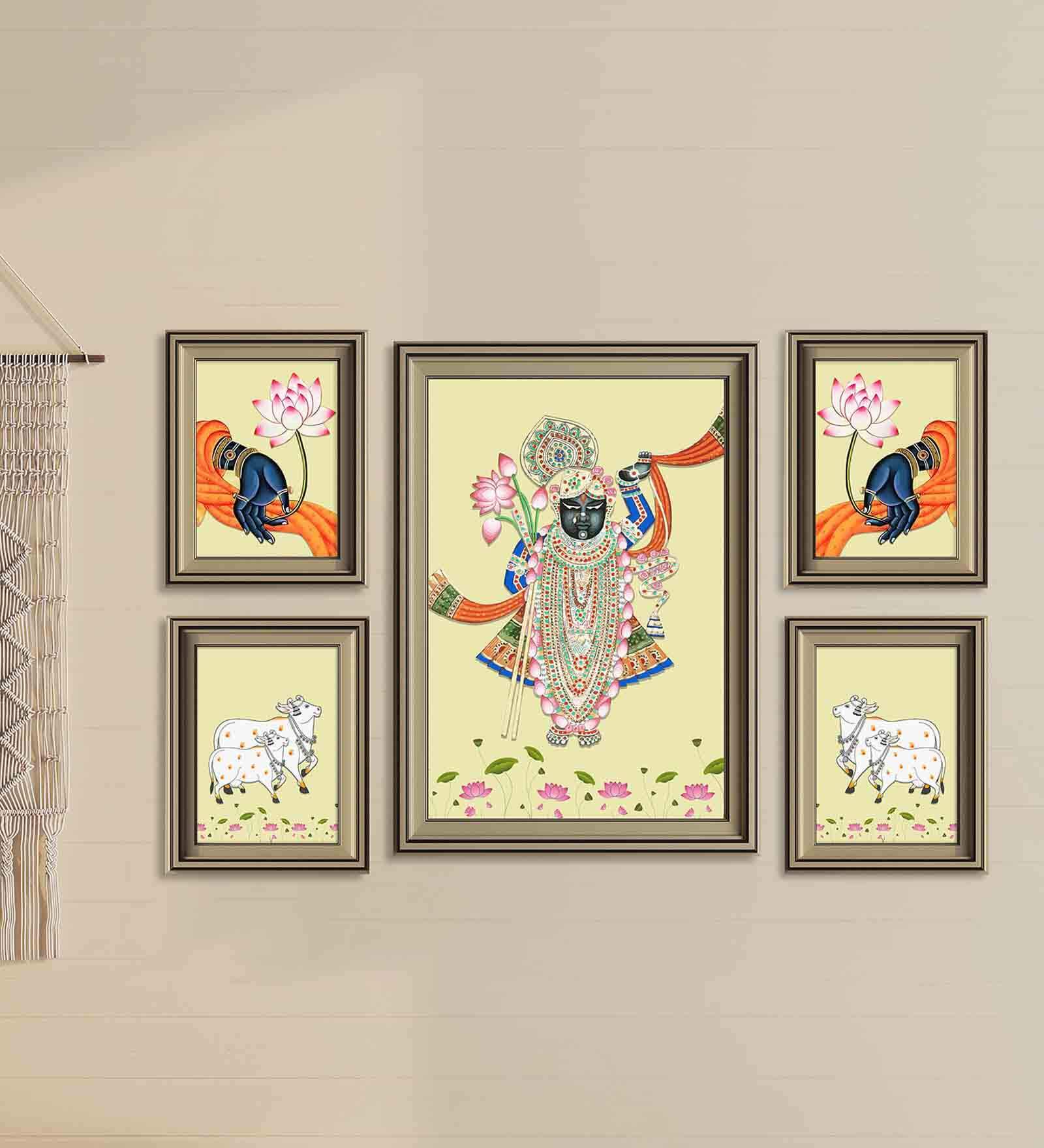 Buy Lord Shrinathji Dancing Multicolour Engineered Wood Art Print at 63 ...
