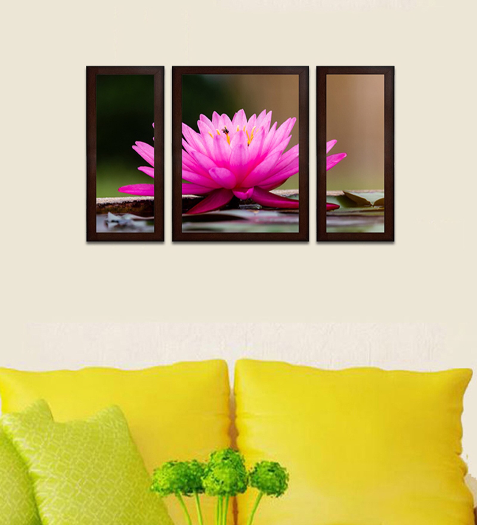 Buy Lotus MDF Set of 3 Wall Art Panel at 30% OFF by Wens | Pepperfry