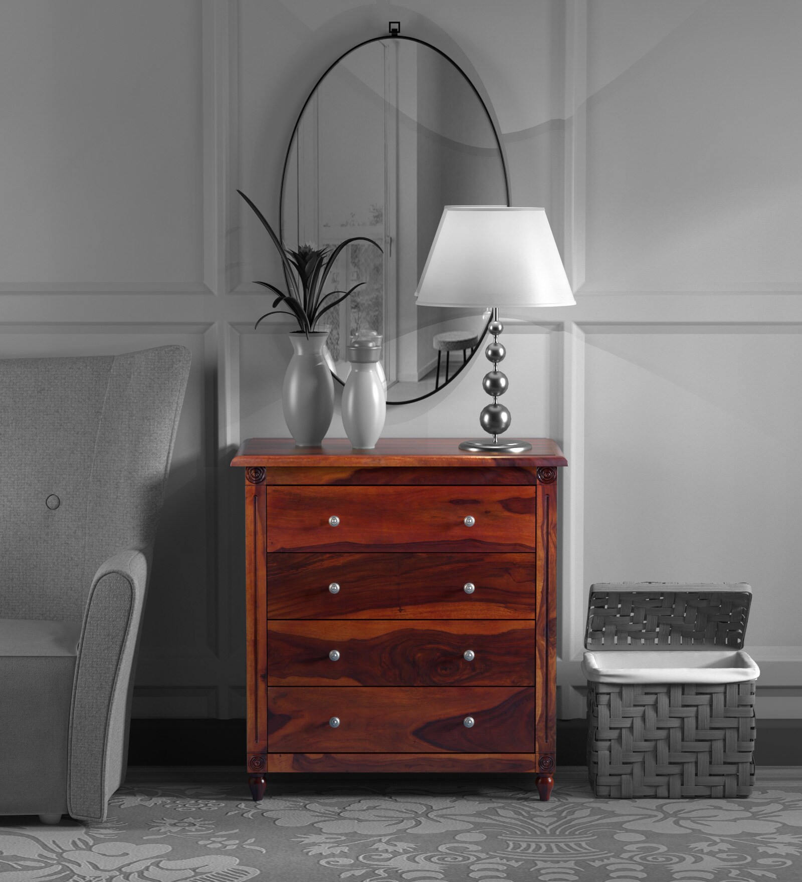 Buy Louis Sheesham Wood Chest Of Drawers In Honey Oak Finish at 53% OFF ...