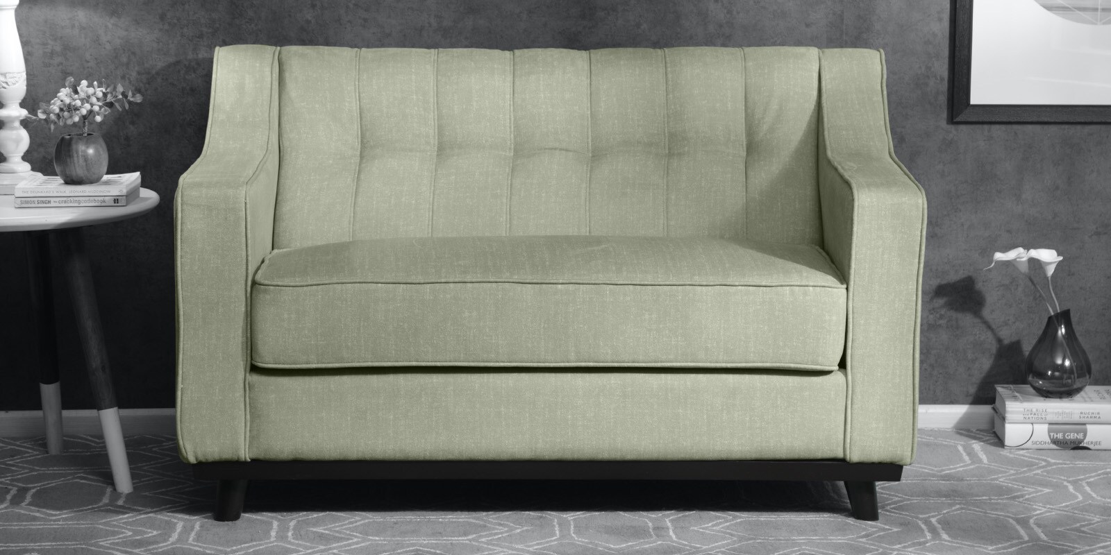 Buy Tignes Fabric 2 Seater Sofa In Indigo Beige Colour By Woodsworth ...