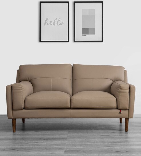 Buy Lorraaine Leatherette 2 Seater Sofa in Beige Colour at 35% OFF by ...