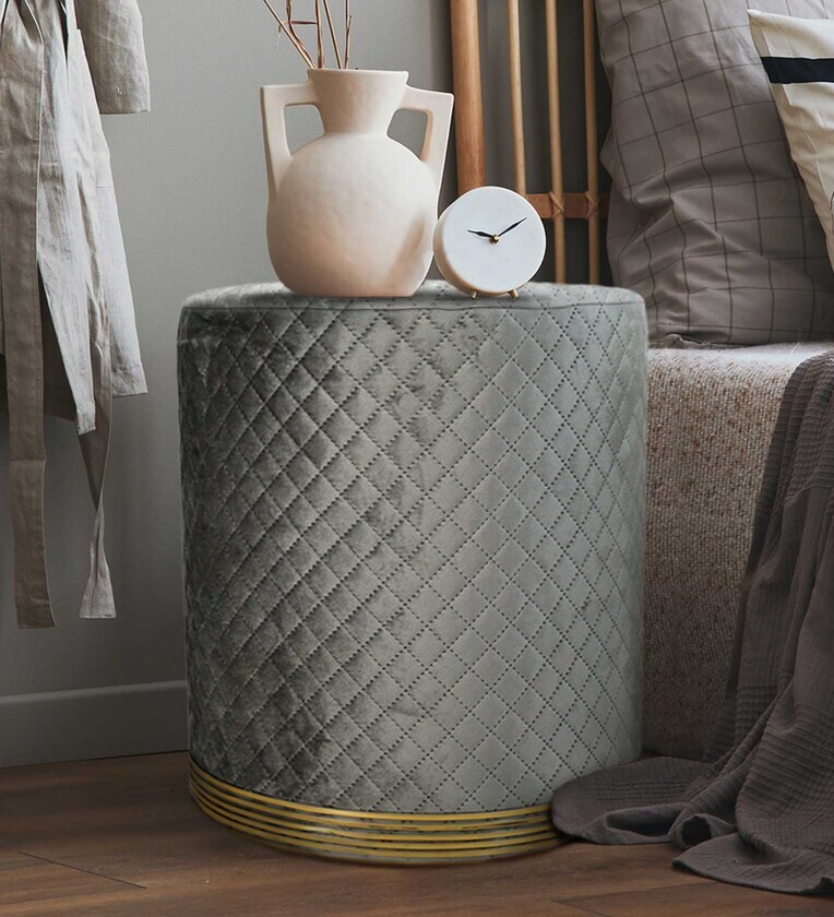 Buy Lounge Fabric Pouffe in Grey Colour by House of Aarna Online ...