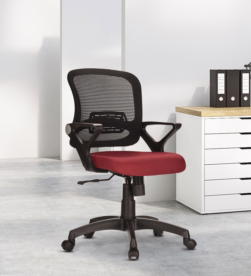 Buy Loca Mid Back Ergonomic Office Chair in Maroon Colour by Teal ...