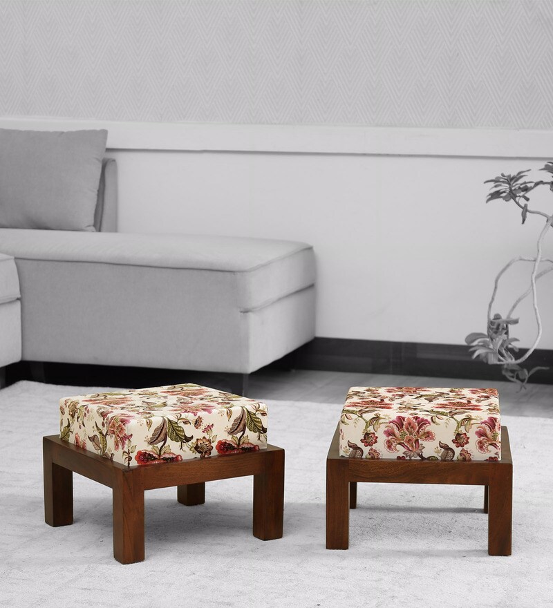 Buy Loire Fabric Foot Stool in Floral Print (Set of 2) Online - Foot ...