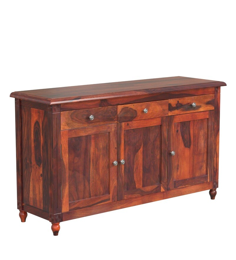 Buy Louis Solid Wood 3 Door Cabinet in Honey Oak Finish By Amberville ...