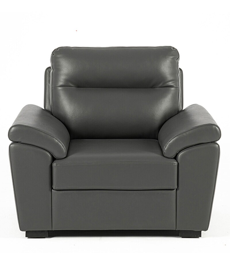 Buy Lounger Leatherette 1 Seater Sofa in Grey Colour by Wakefit Online ...