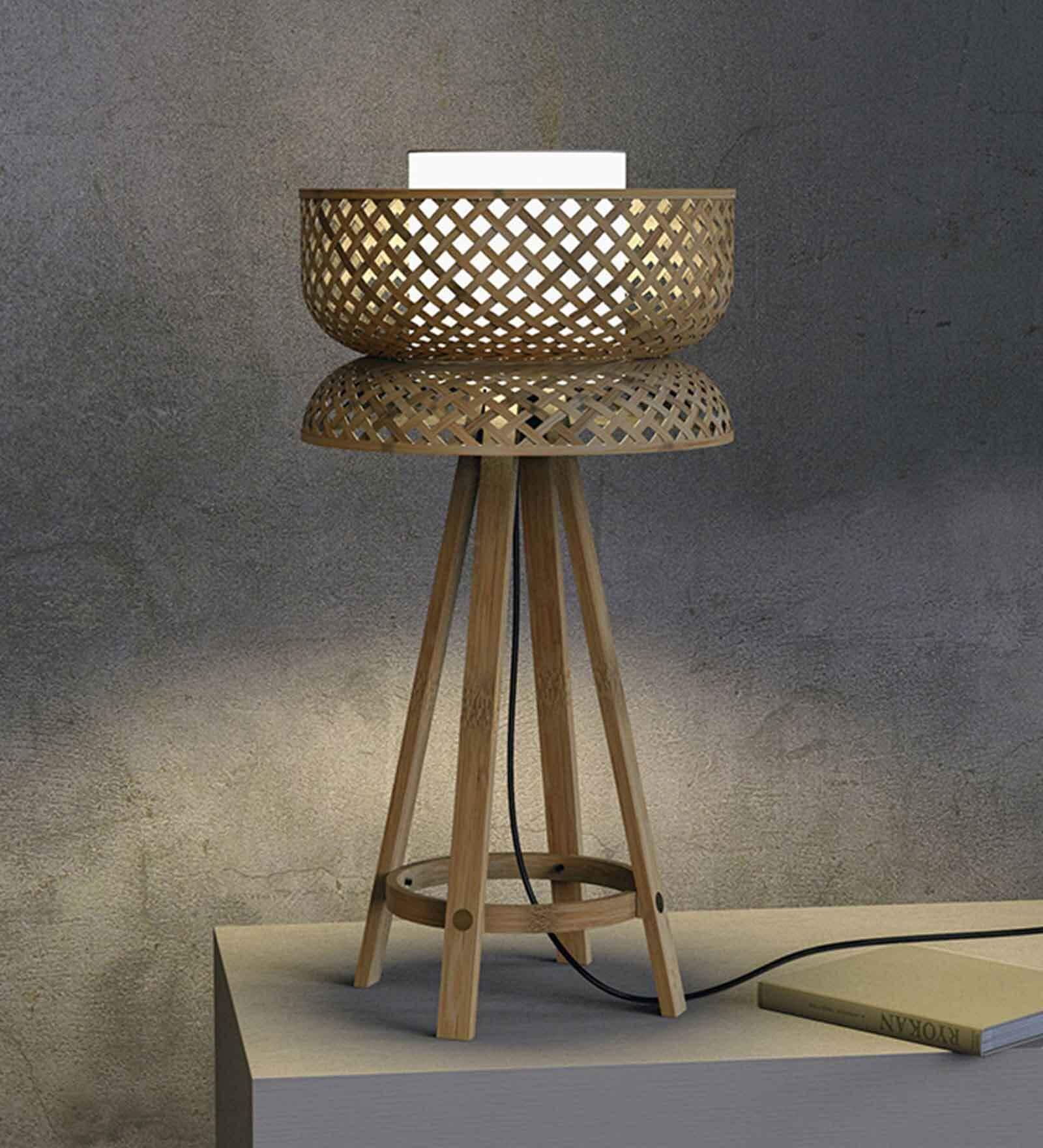 Buy Lotus Natural Shade Table Lamp With Bamboo Base by Mianzi at 38% ...