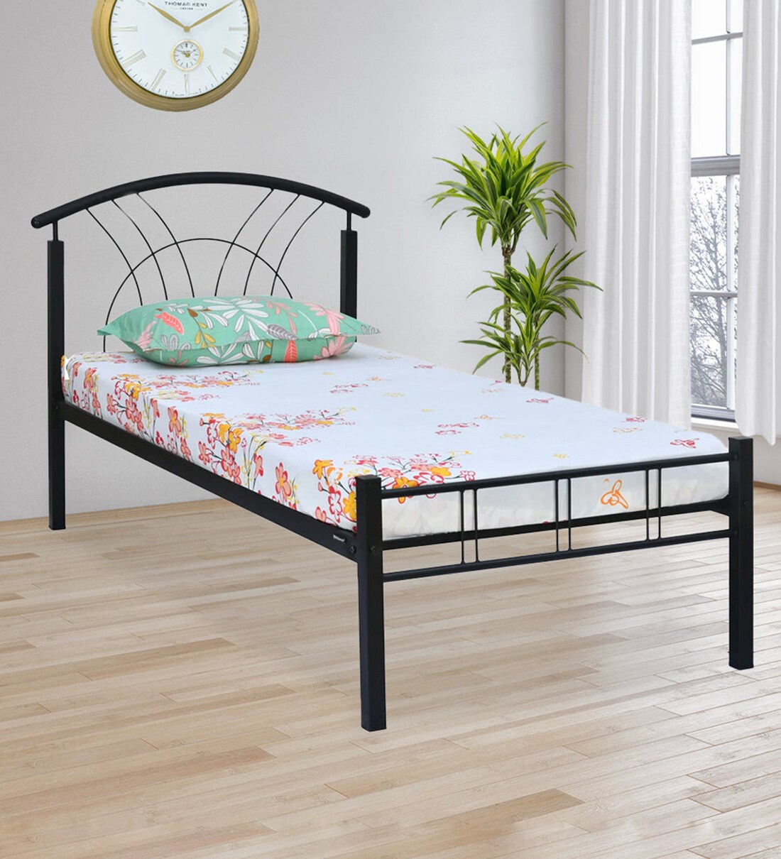 Buy Lucas Metal Single Bed in Black Finish by Nilkamal Online - Modern ...