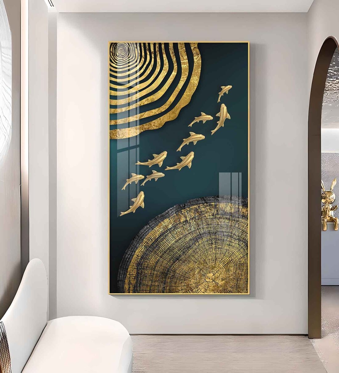 Buy Luminous Fish Dance Glass Finish Vertical Wall Art at 10% OFF by ...