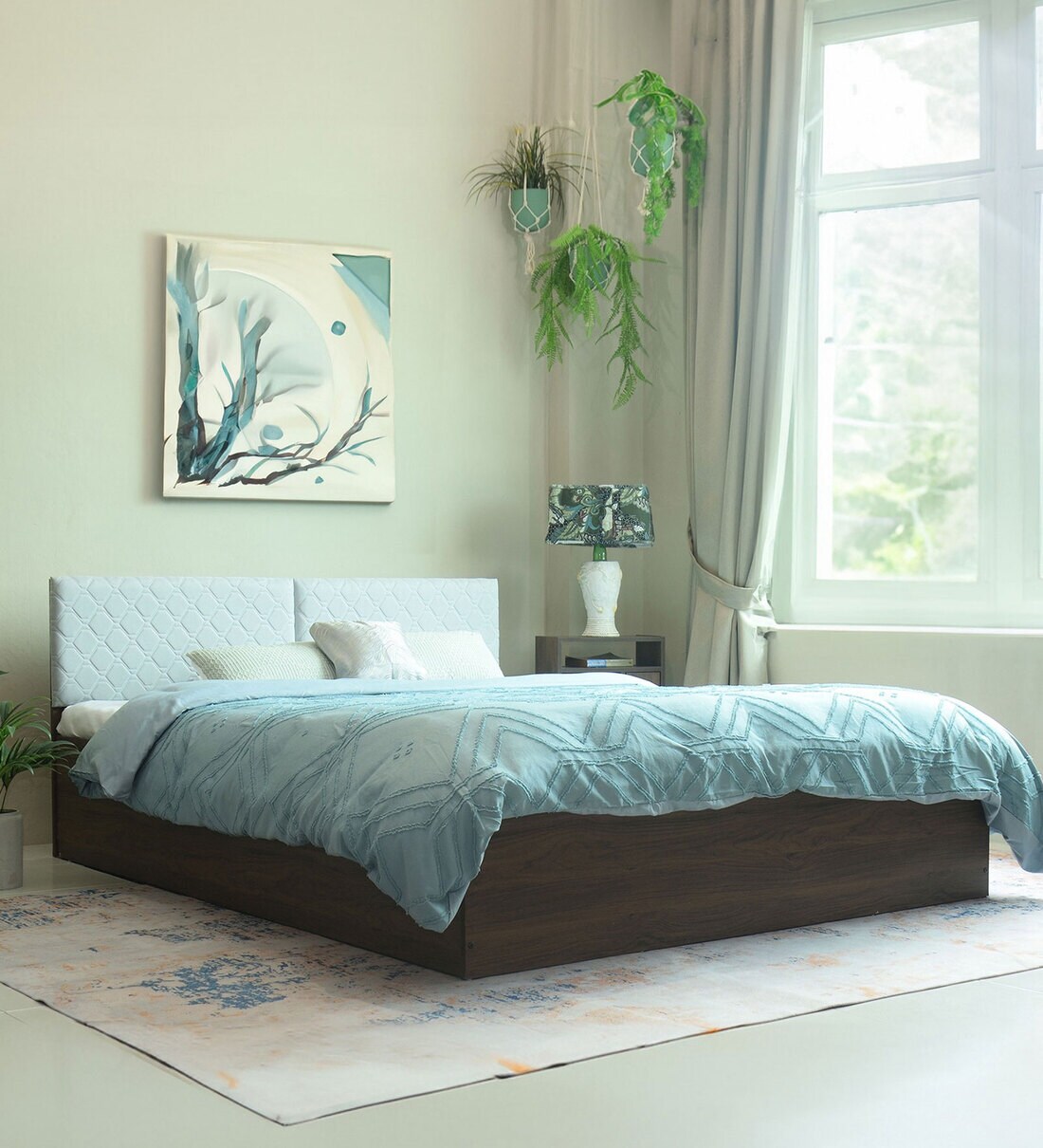 Buy Lush Deluxe Queen Size Upholstered Bed In Dusty Grey Colour ...