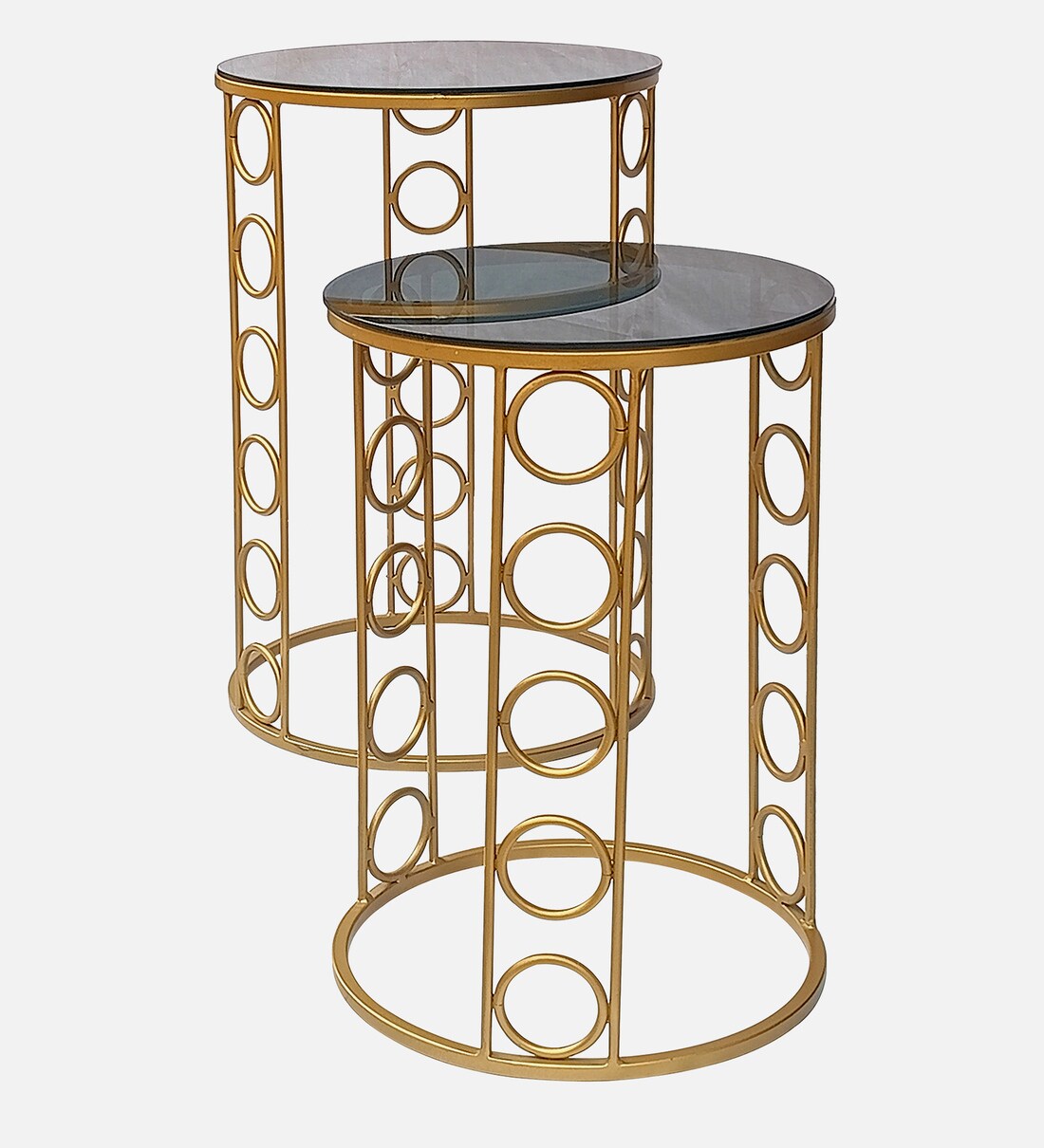 Buy Luther Glass Top End Table (Set of 2) in Gold Finish By Omega ...