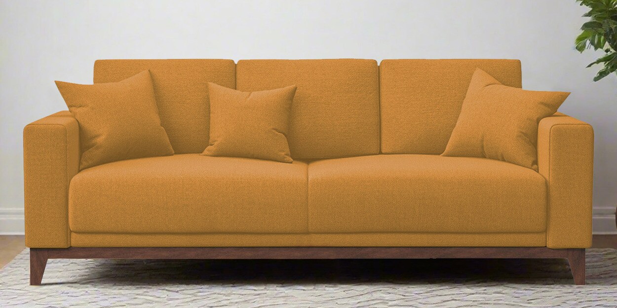 Buy Luca Fabric 3 Seater Sofa In Corn Yellow Colour at 38% OFF by ...