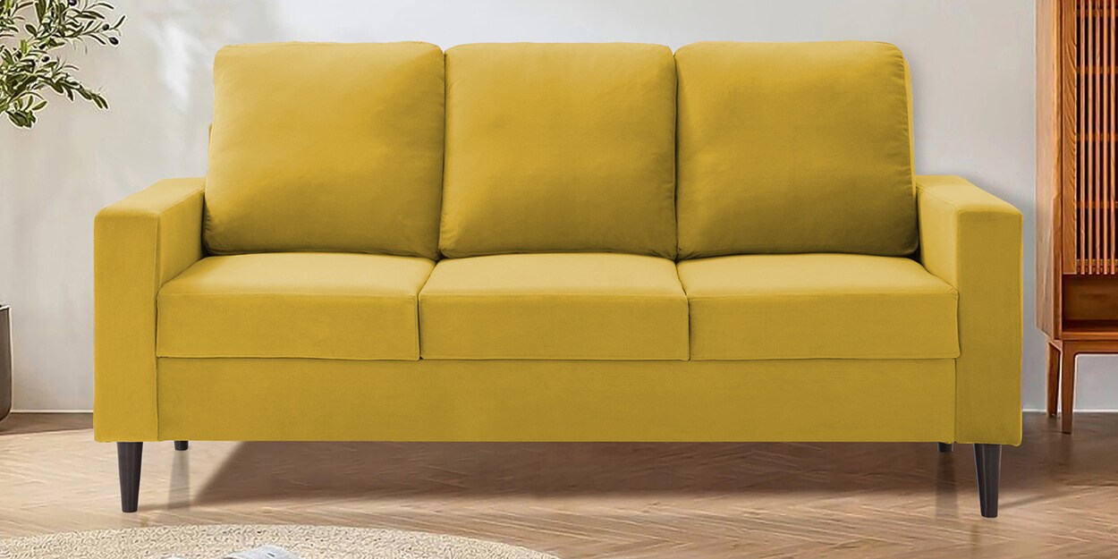 Buy Lucas Fabric 3 Seater Sofa in Mustard Yellow Colour at 24% OFF by ...
