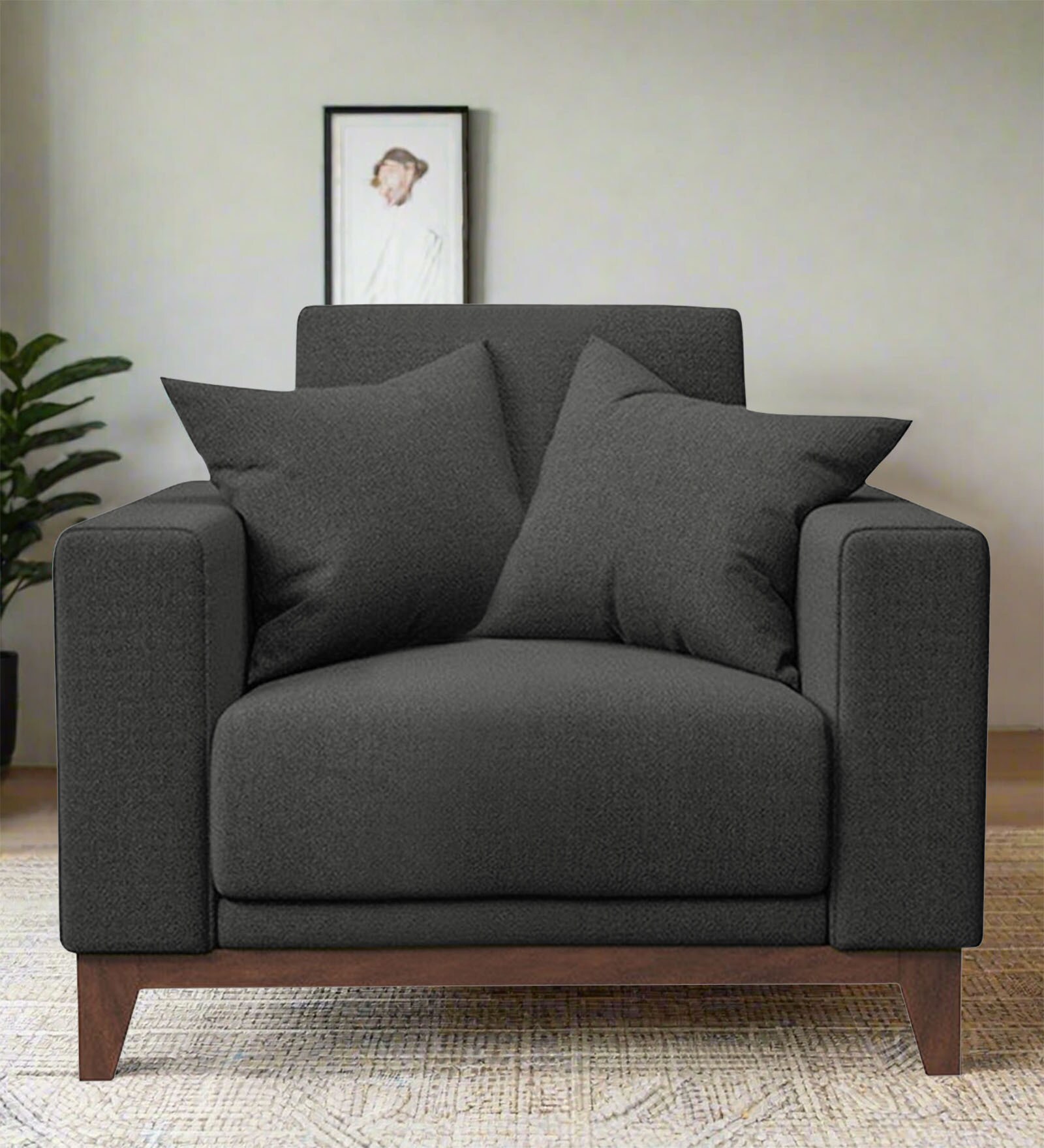 Buy Luca Fabric 1 Seater Sofa in Stone Grey Colour at 37% OFF by ...