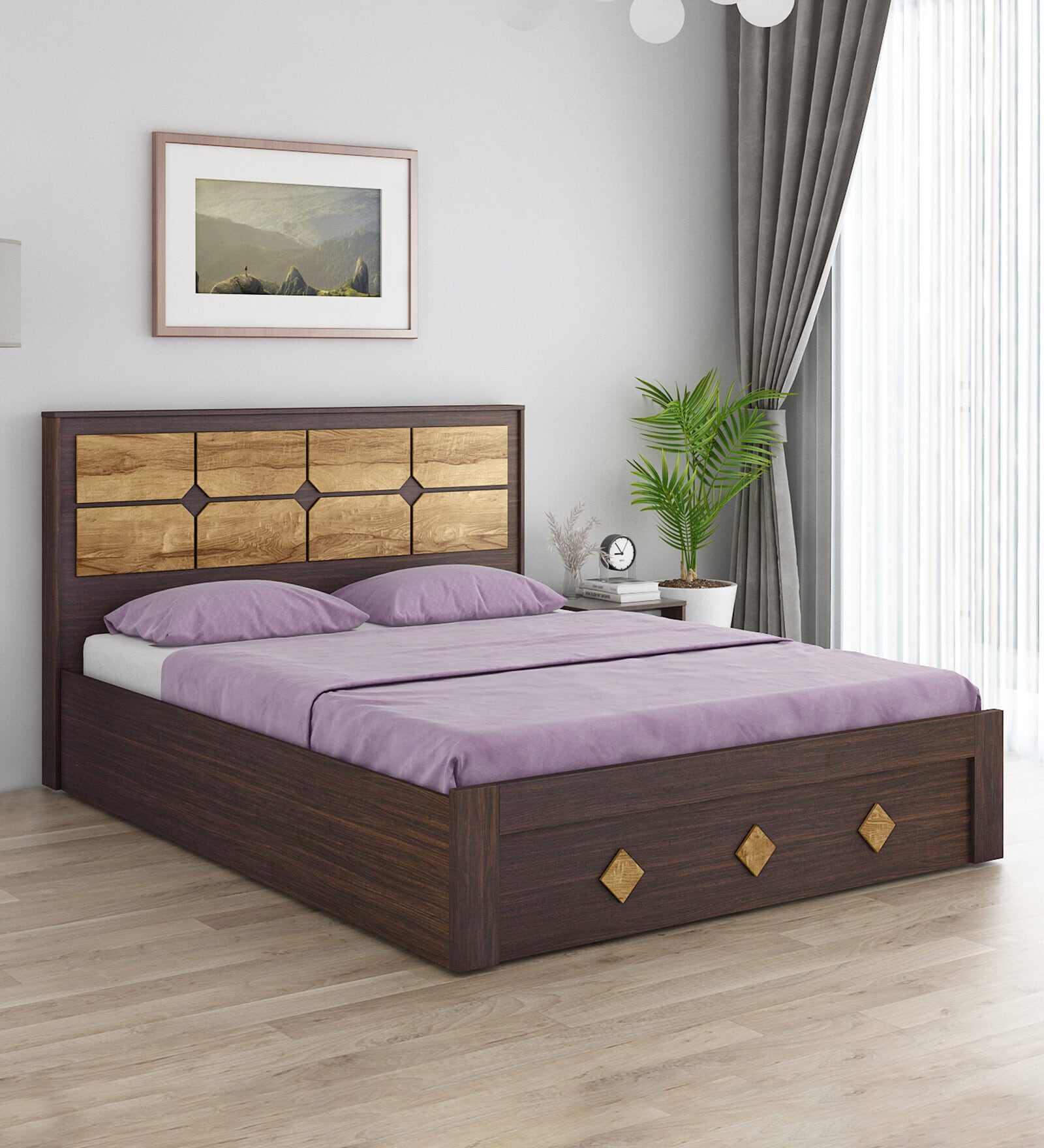 Buy Lucas Queen Size Bed In Choco Walnut With Box Storage at 30% OFF by ...