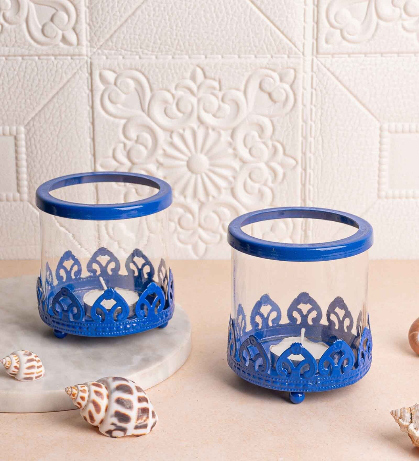 Buy Luminous Indigo Metal Set Of 2 Table Tea Light Holder at 23% OFF by ...