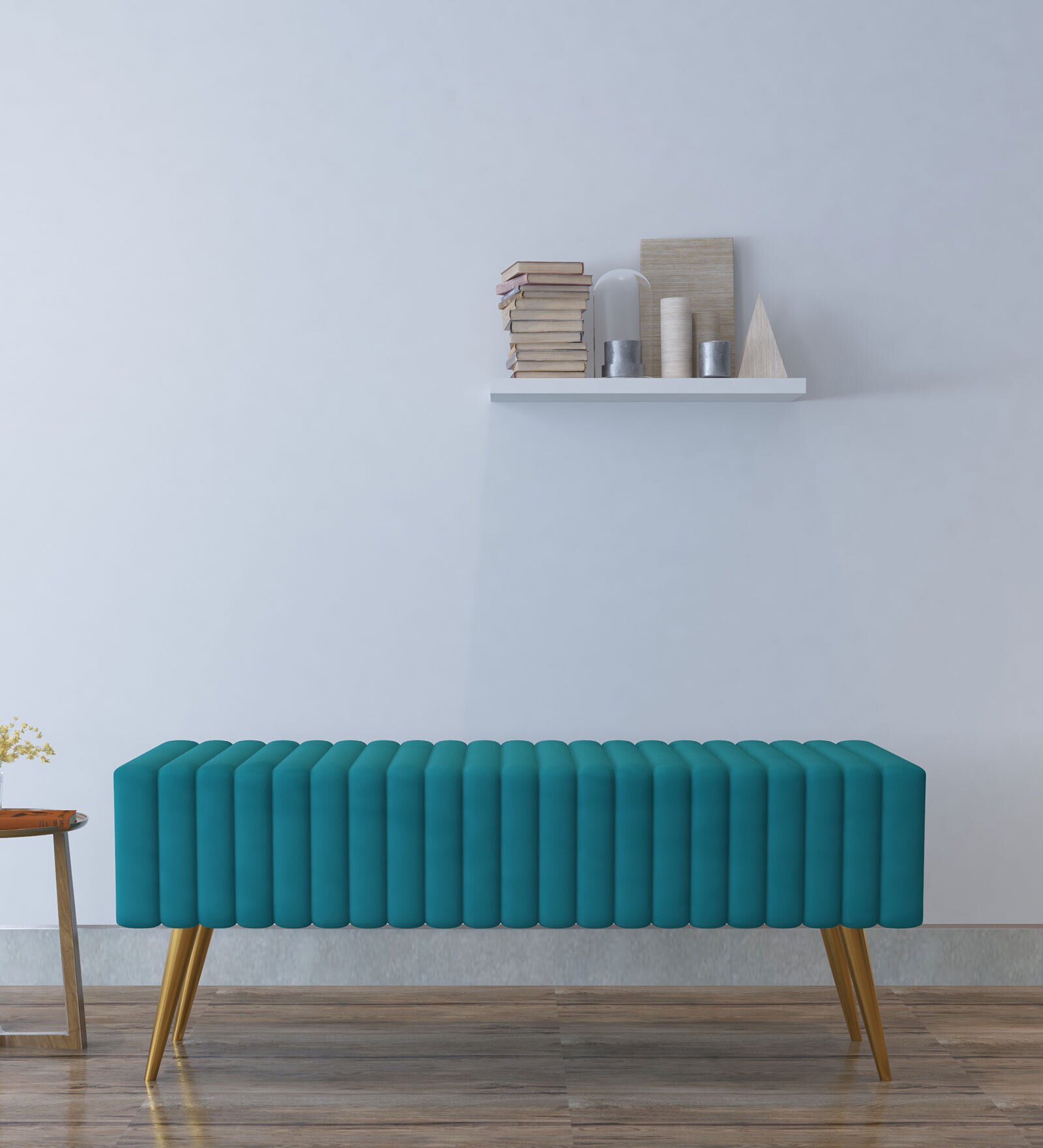 Buy Lupita Velvet Bench In Turquoise Colour at 3% OFF by Casacraft from ...