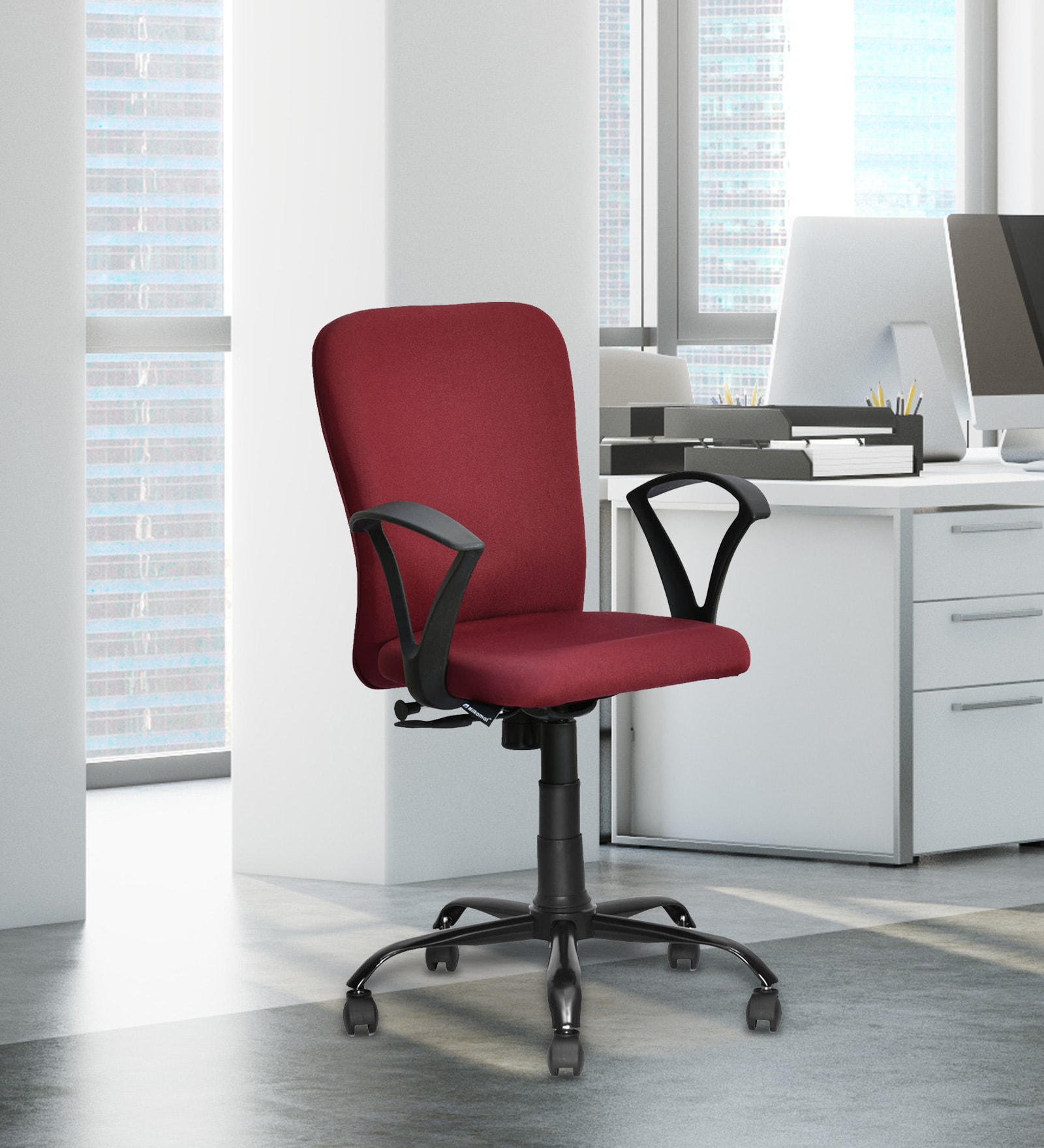 Buy Lusaka Mid Back Fabric Executive Chair in Maroon Colour at 50% OFF ...
