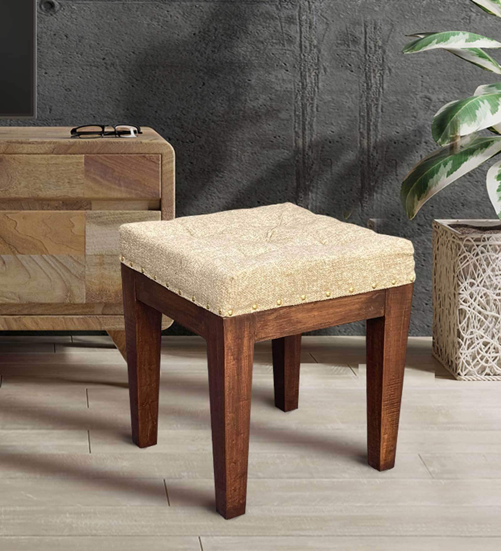 Buy Fresno Solid Wood Seating Stool in Beige Colour at 31% OFF by ...