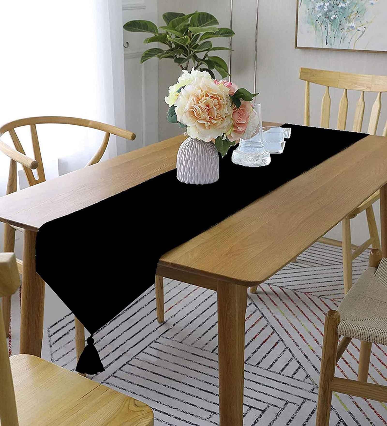 Buy Black Classic Cotton (13 x 72) Solid 6 Seater Table Runner at 10% ...