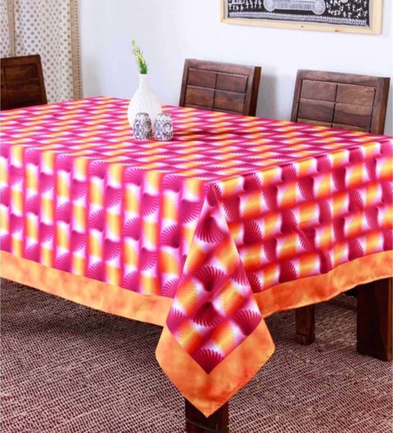 Buy Lushomes dining table cover 6 seater, Digital Printed Pink Themed ...