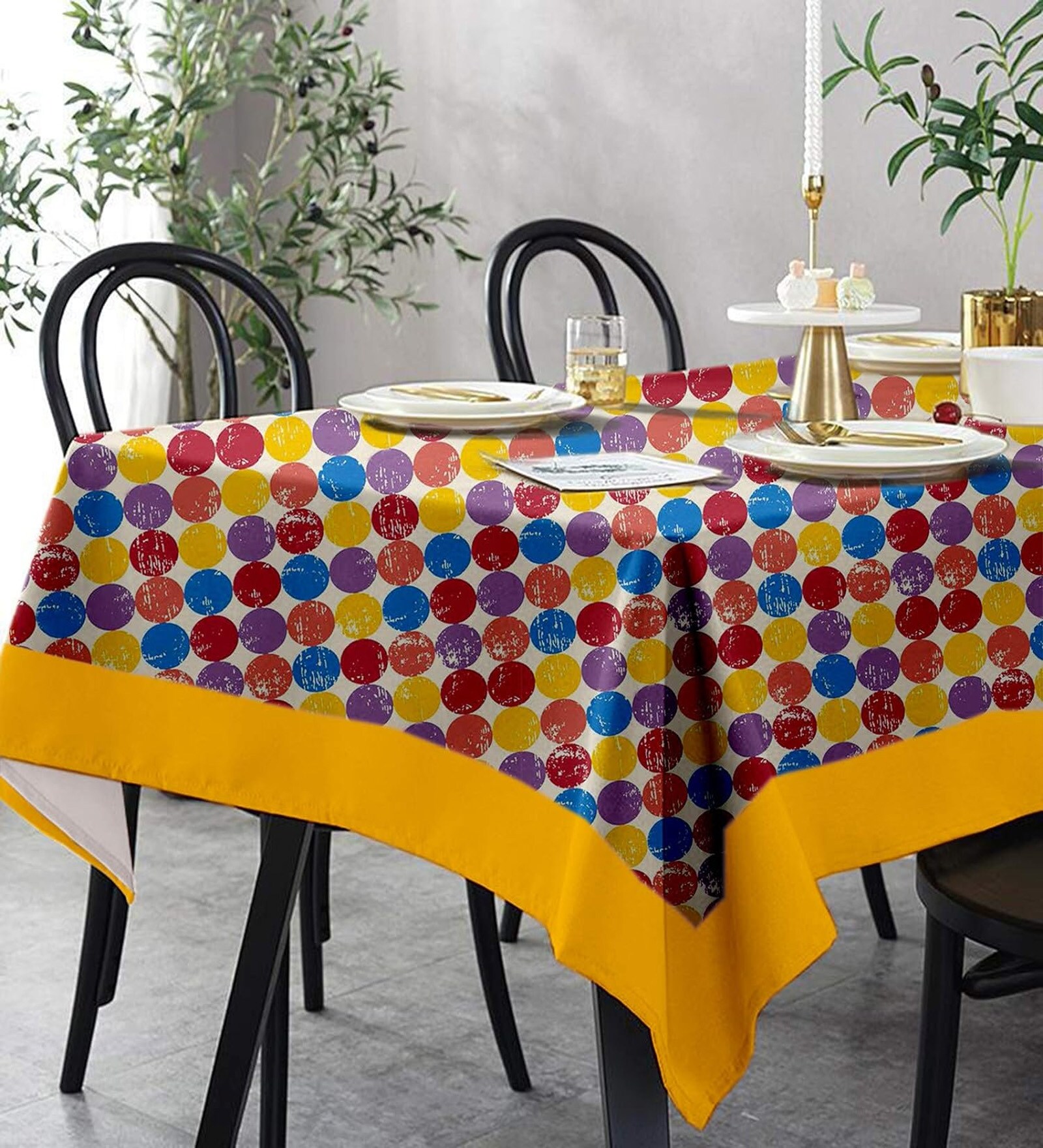 Buy Yellow Cotton (60 x 180) Geomertic 8 Seater Table Cover at 30% OFF ...