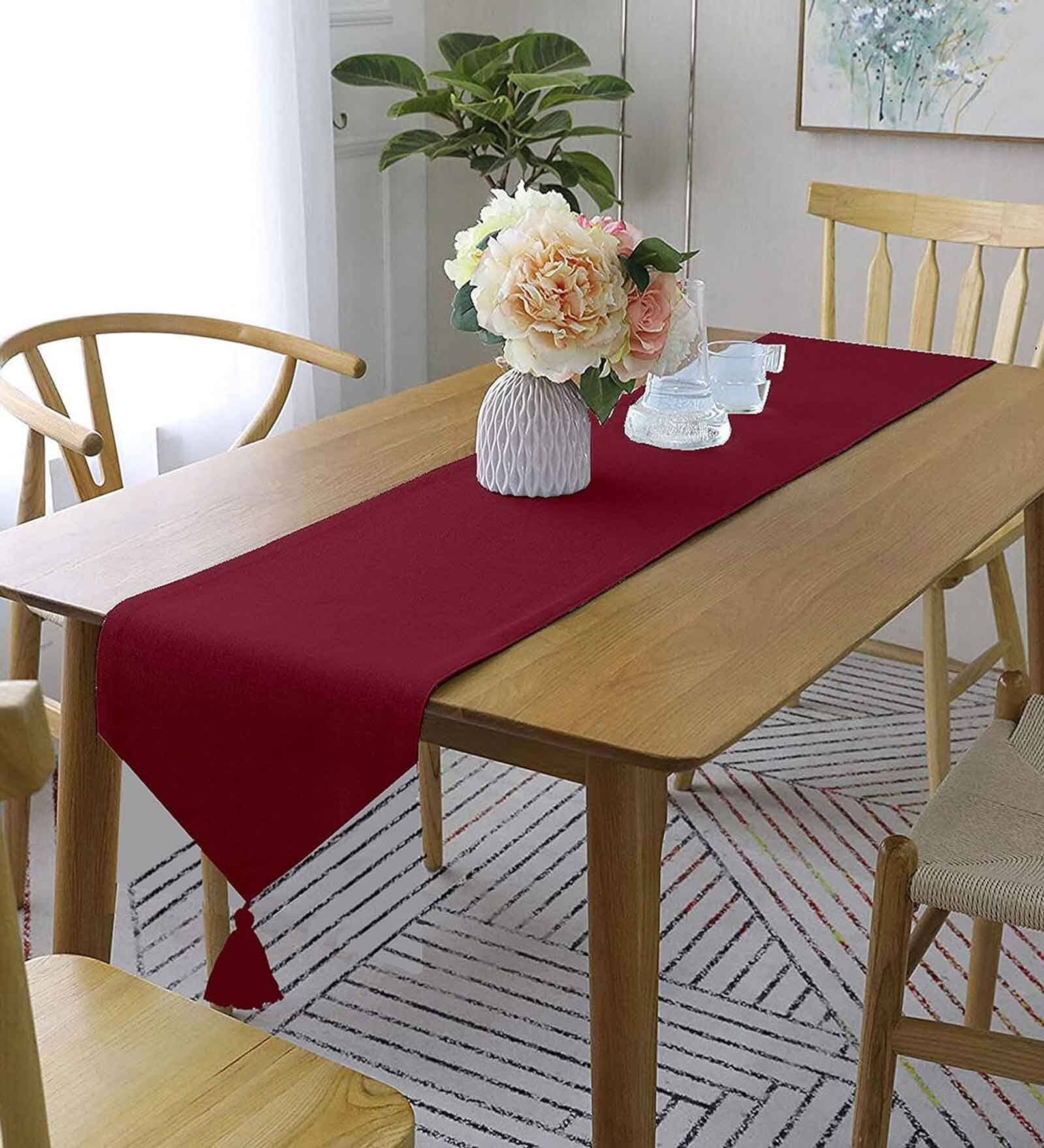 Buy Maroon Cotton (13 x 72) Solid 6 Seater Table Runner at 10% OFF by ...